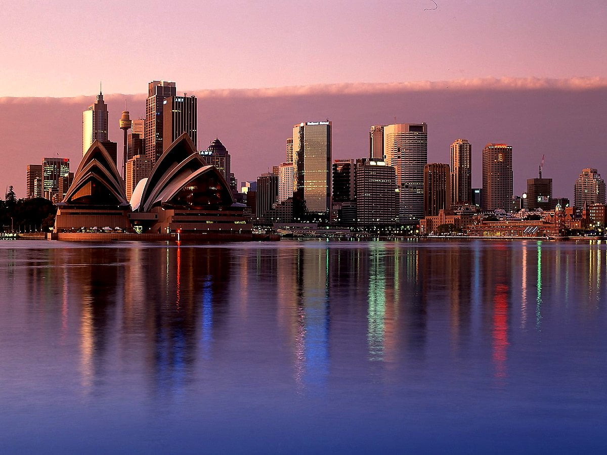 Imagem de plano de fundo Portside Sydney Opera House, Paisagem Urbana ...